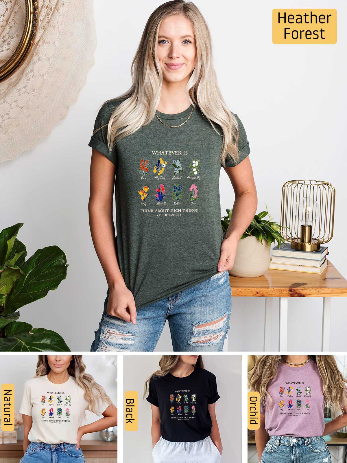 Think About These Things - Philippians 4:8 - Lightweight, Unisex T-Shi