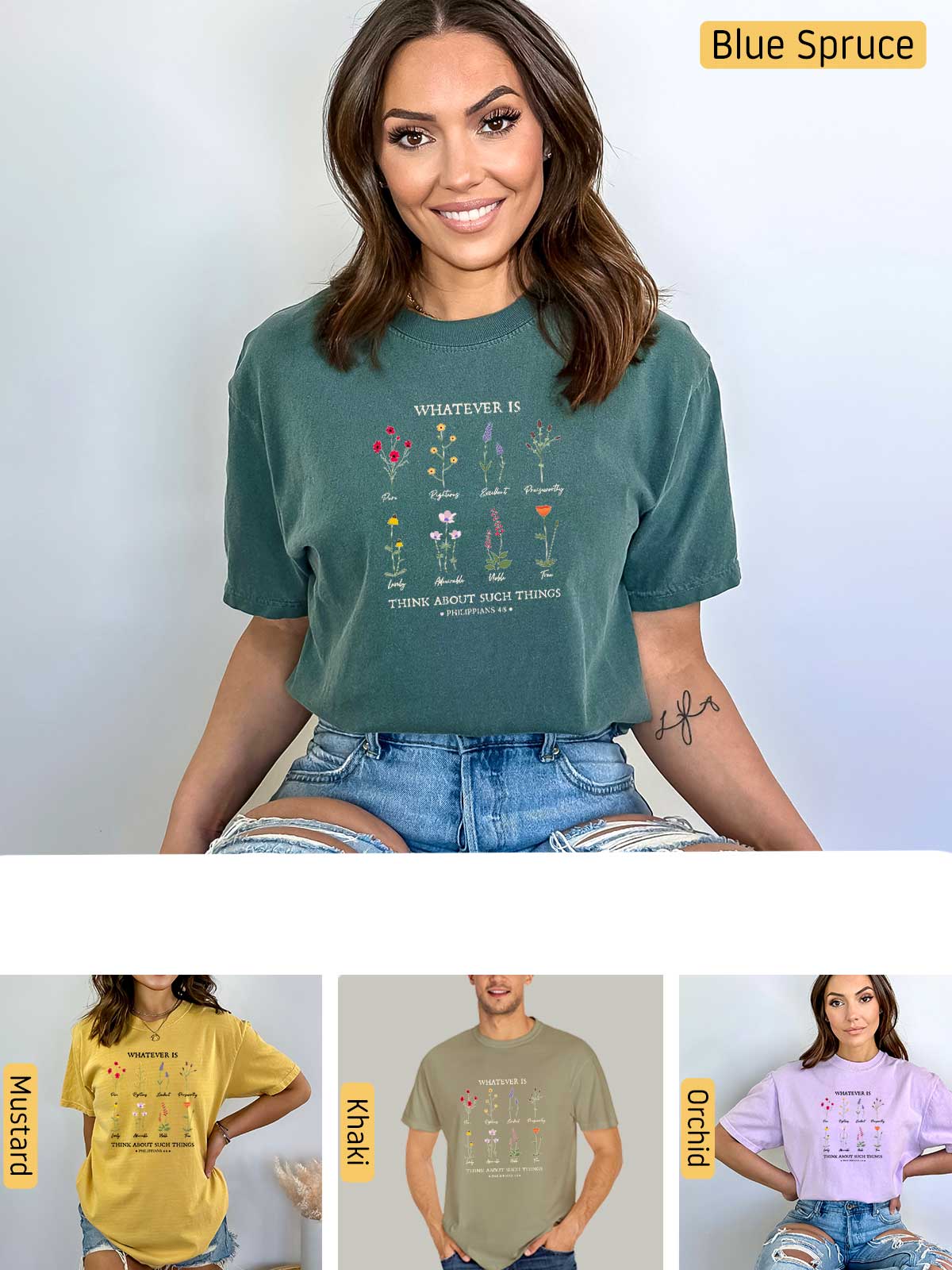 Think About These Things - Philippians 4:8 - Medium-weight, Unisex T-S
